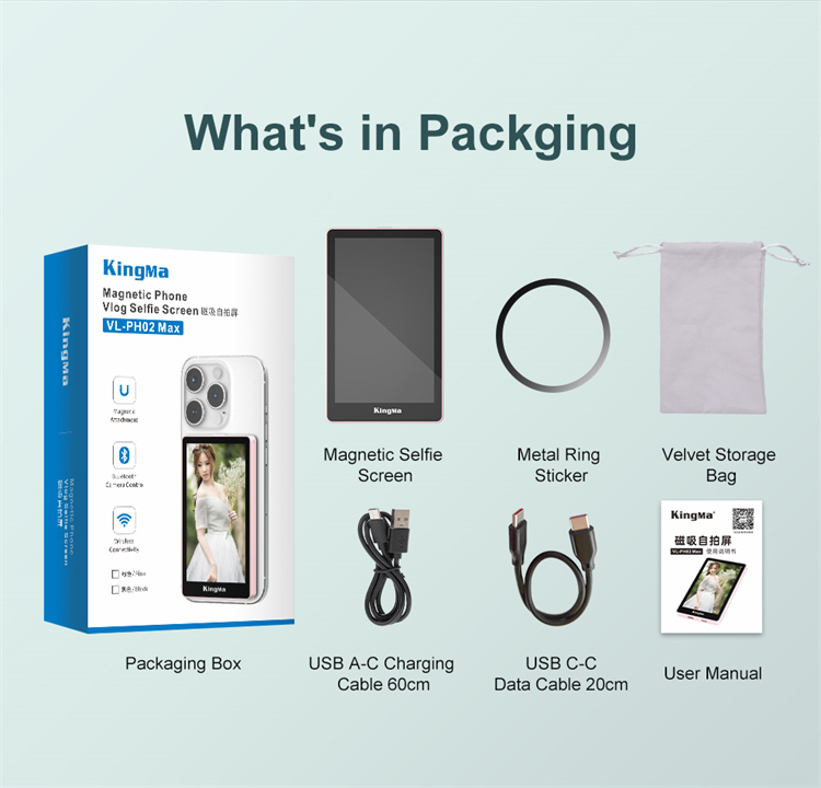 KingMa VL-PH02 MAX Magnetic Phone Rear Camera Selfie Monitor Screen ...